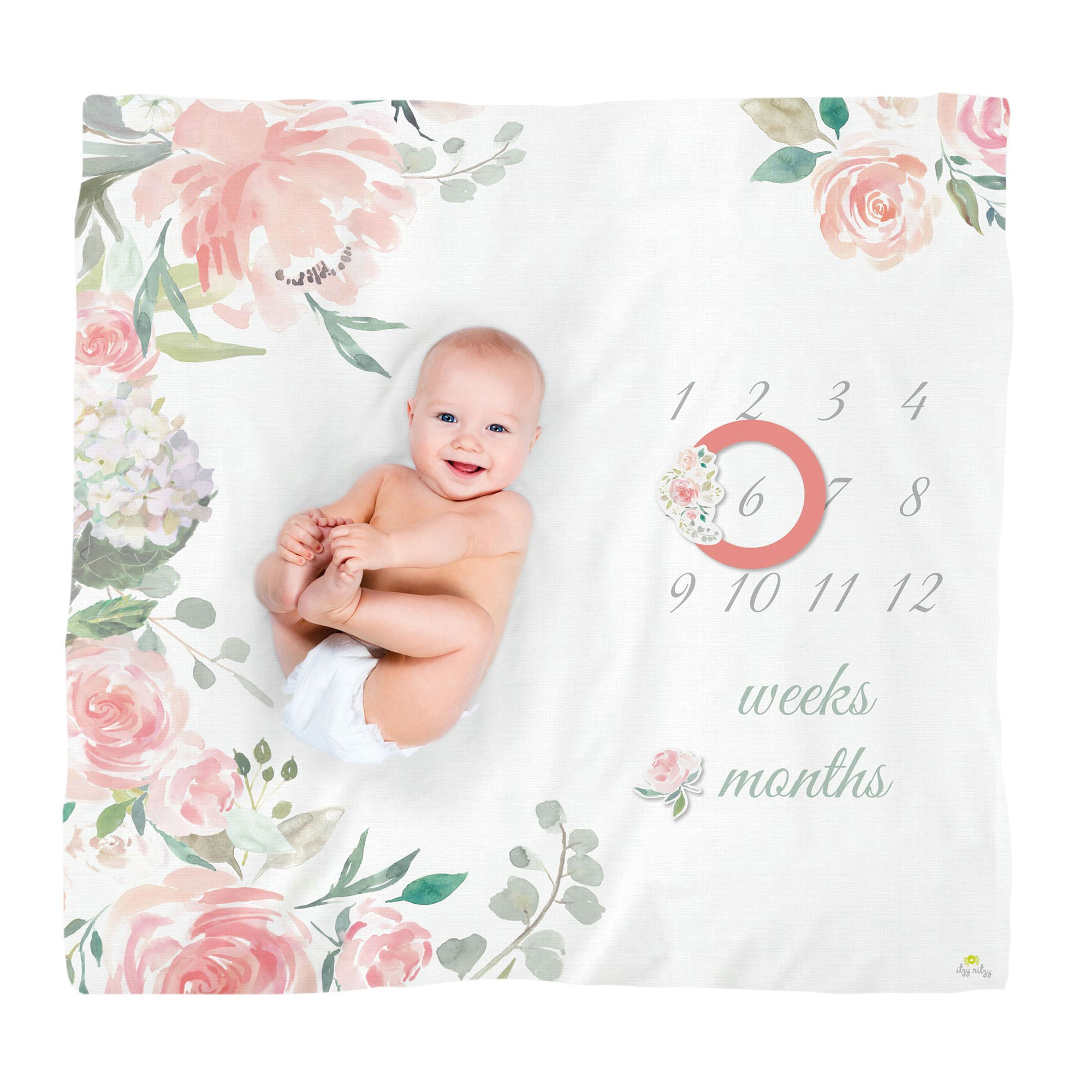 Itzy Ritzy Cutie Captures Milestone Blankets "FLORAL" | Le BéBé Store
