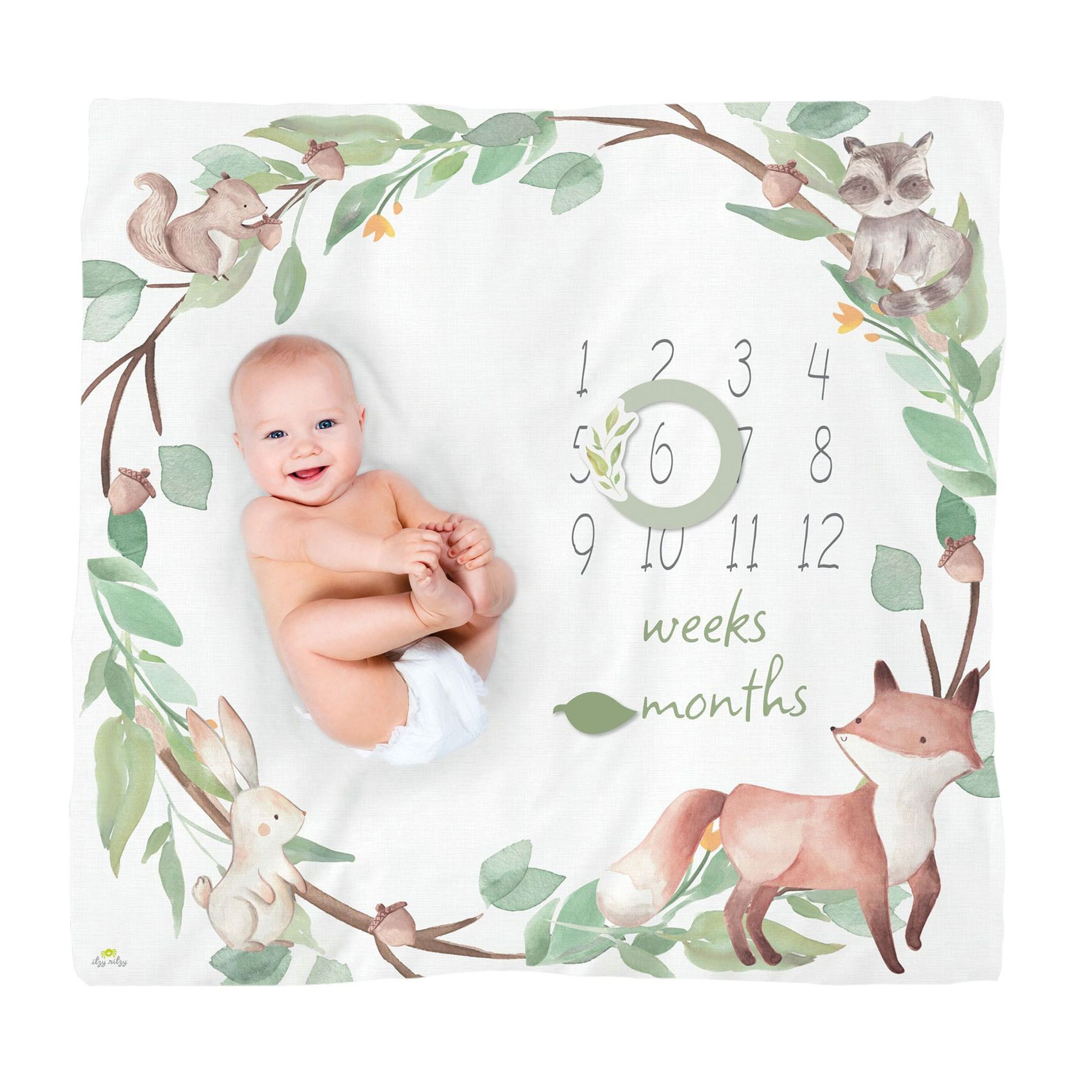 Itzy Ritzy Cutie Captures Milestone Blankets "WOODLAND" | Le BéBé Store