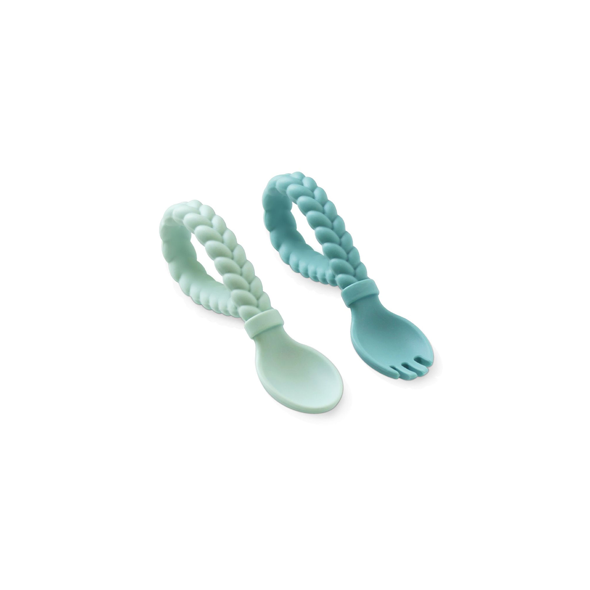 Itzy Ritzy Sweetie Spoons Silicone Fork Spoon Set Mint Le Bébé Store