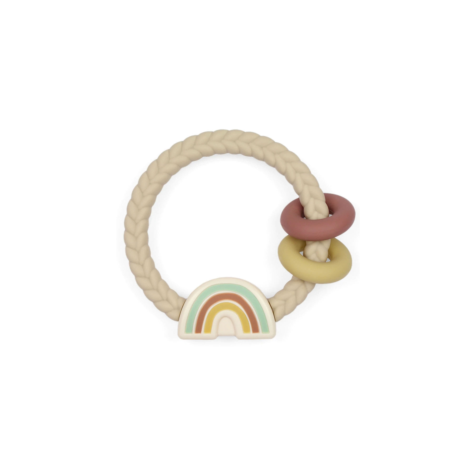 Itzy Ritzy Rattle with Teething Rings "NEUTRAL RAINBOW" | Le BéBé Store