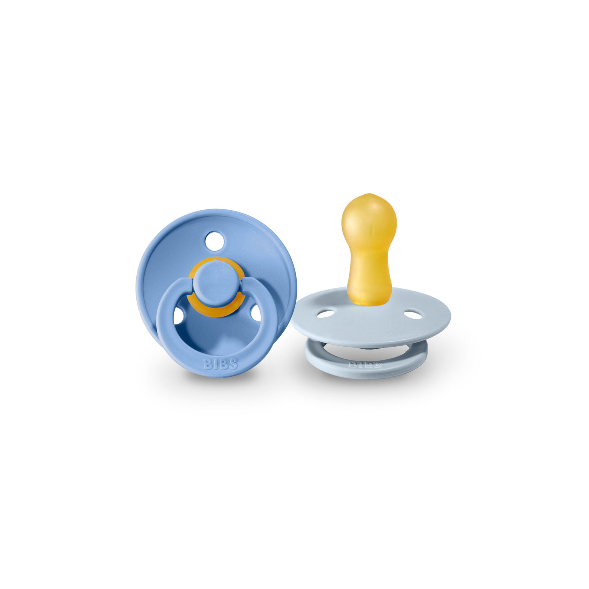 BIBS Colour Pacifier 2 Pack Size 1 "SKY BLUE/BABY BLUE" | Le BéBé Store